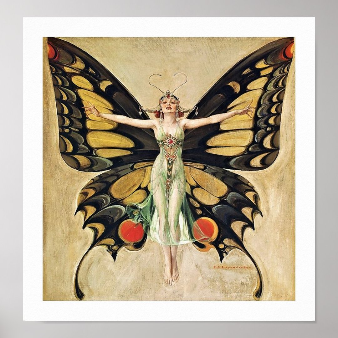 Art Deco Butterfly Lady Poster | Zazzle