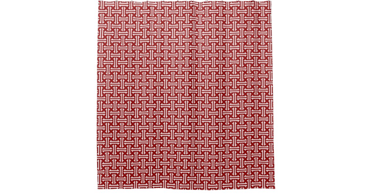Art Deco Chinese Fret, Dark Red and White Shower Curtain | Zazzle