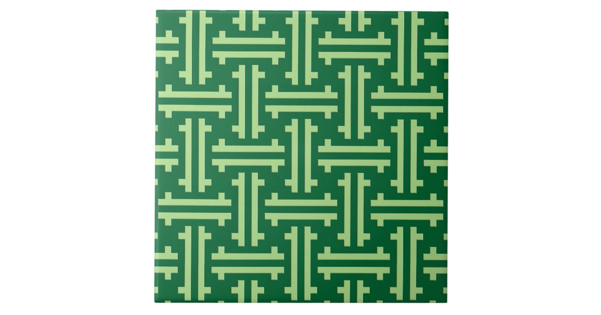 Art Deco Chinese Fret, Jade Green Ceramic Tile | Zazzle
