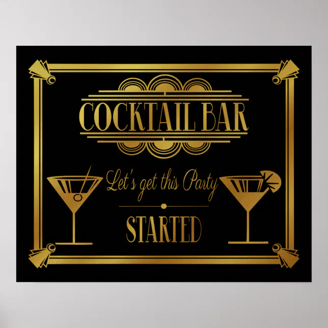 ART Deco Cocktail bar sign 1920's Gatsby Party | Zazzle