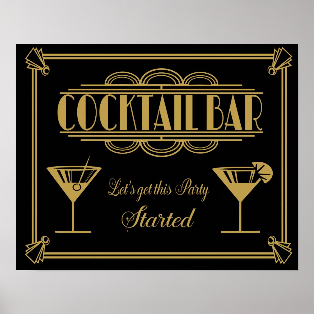 ART Deco Cocktail bar sign 1920's Gatsby Party | Zazzle