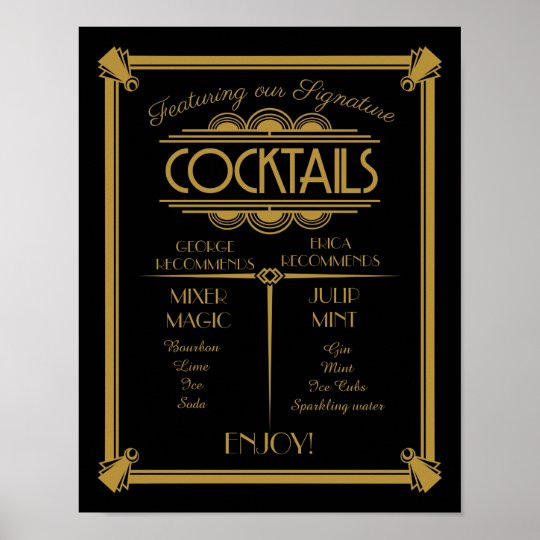 Art Deco cocktail sign, signature, bar sign | Zazzle.com