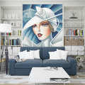Art Deco Cubism Blue Eyes Woman Portrait Poster | Zazzle