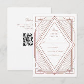 Art Deco Diamond White and Rose Gold Wedding RSVP Card | Zazzle