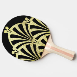 Art deco fan pattern black gold elegant vintage ping pong paddle | Zazzle