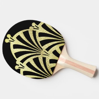 Art deco fan pattern black gold elegant vintage ping pong paddle | Zazzle