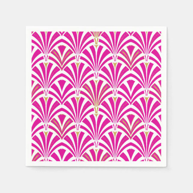 Art Deco fan pattern - fuchsia pink Napkins | Zazzle