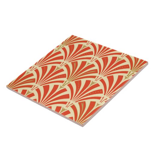 Art Deco fan pattern - mandarin orange Ceramic Tile | Zazzle