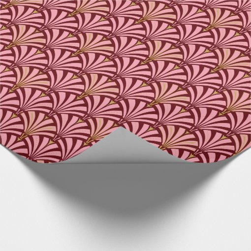 Art Deco fan pattern - pink and maroon Wrapping Paper | Zazzle