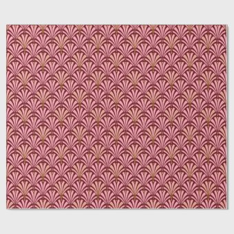 Art Deco fan pattern - pink and maroon Wrapping Paper | Zazzle