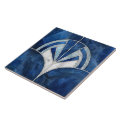 Art Deco Fan Shell - Blue and White Marble Ceramic Tile | Zazzle