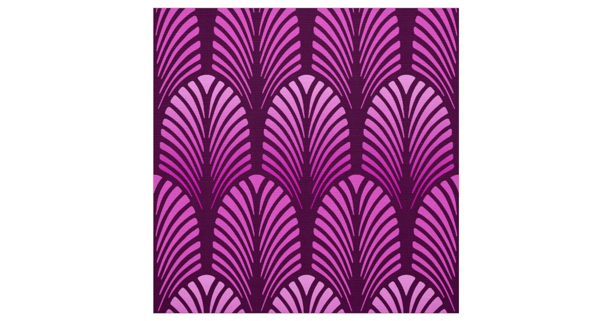 Art Deco Feather Pattern, Amethyst Purple Fabric | Zazzle