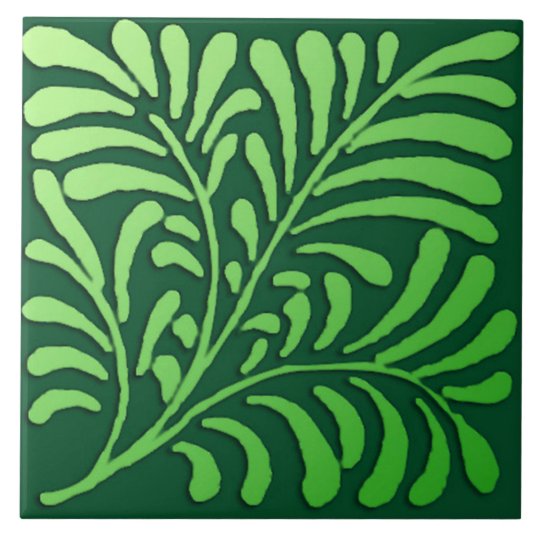 Art Deco fern pattern - shades of green Tile | Zazzle.com