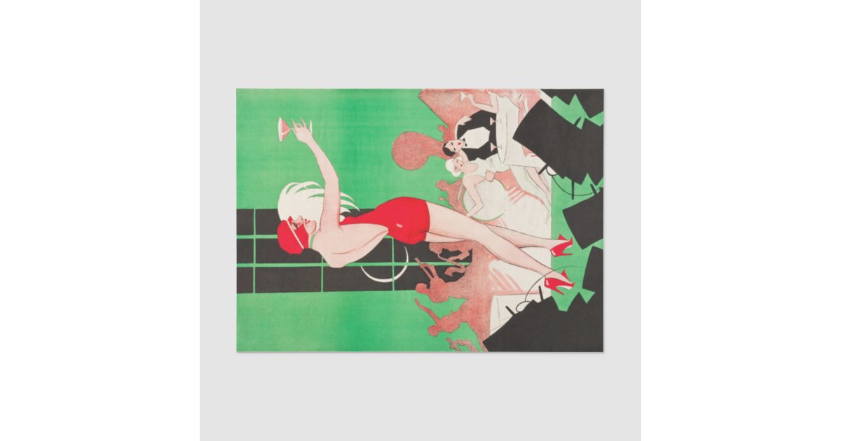 Art Deco Flapper Dancing Bar Scene 1920's Gatsby Tissue Paper | Zazzle