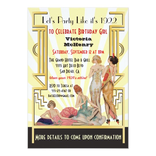 Art Deco Flapper girl party invitations | Zazzle.com