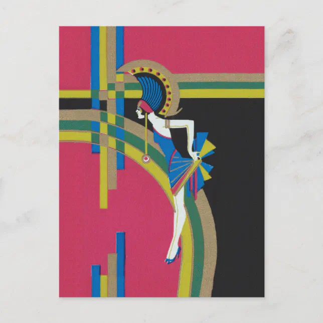 Art Deco Flapper Postcard | Zazzle