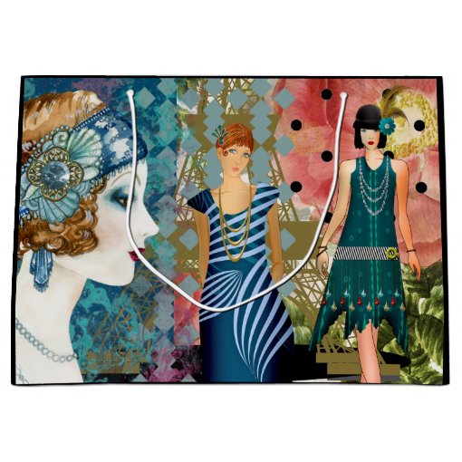 Art Deco Flappers Large Gift Bag | Zazzle