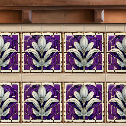 Art Deco Floral Wall Decor Art Nouveau Ceramic Tile | Zazzle