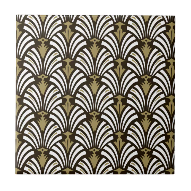 Art Deco Flower Lotus Pattern DIY Ceramic Tile | Zazzle