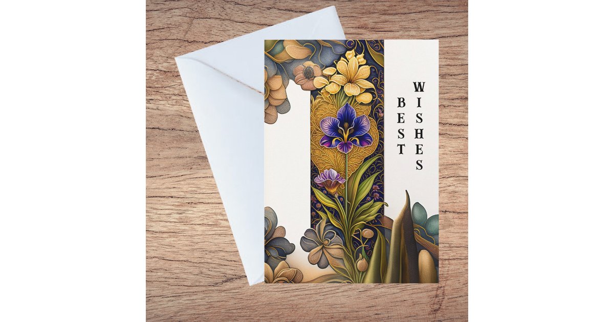 Art Deco Flowers Wedding Congratulations Card | Zazzle