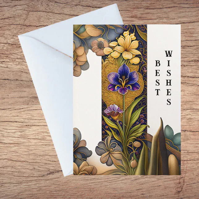 Art Deco Flowers Wedding Congratulations Card | Zazzle