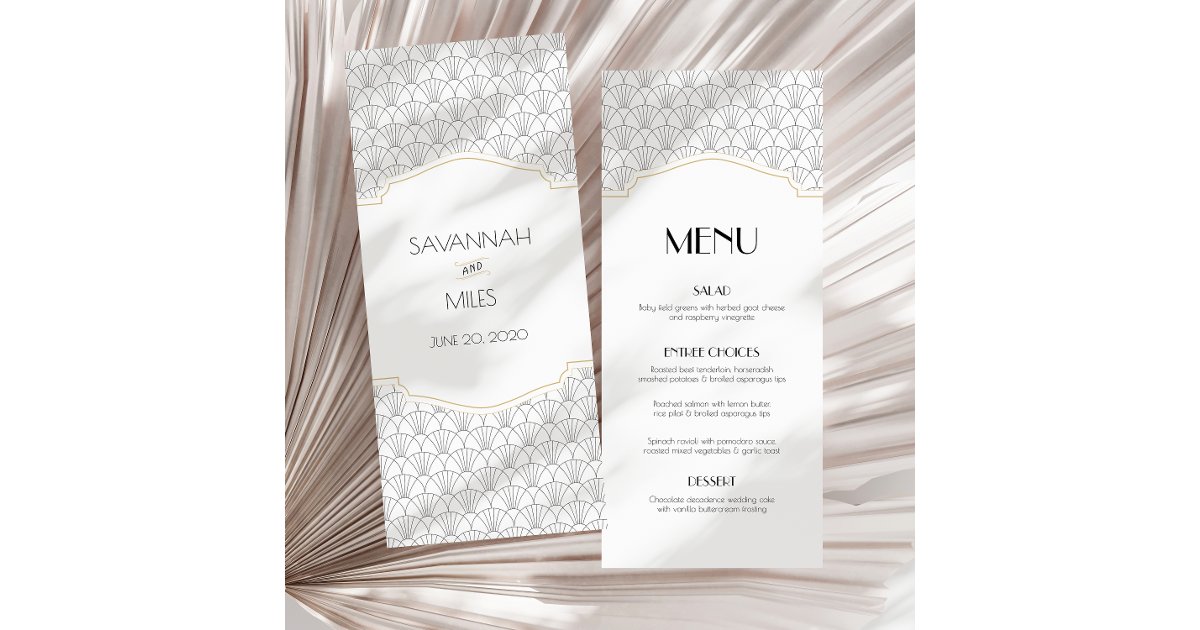 Art Deco Frame Customizable Menu Card | Zazzle
