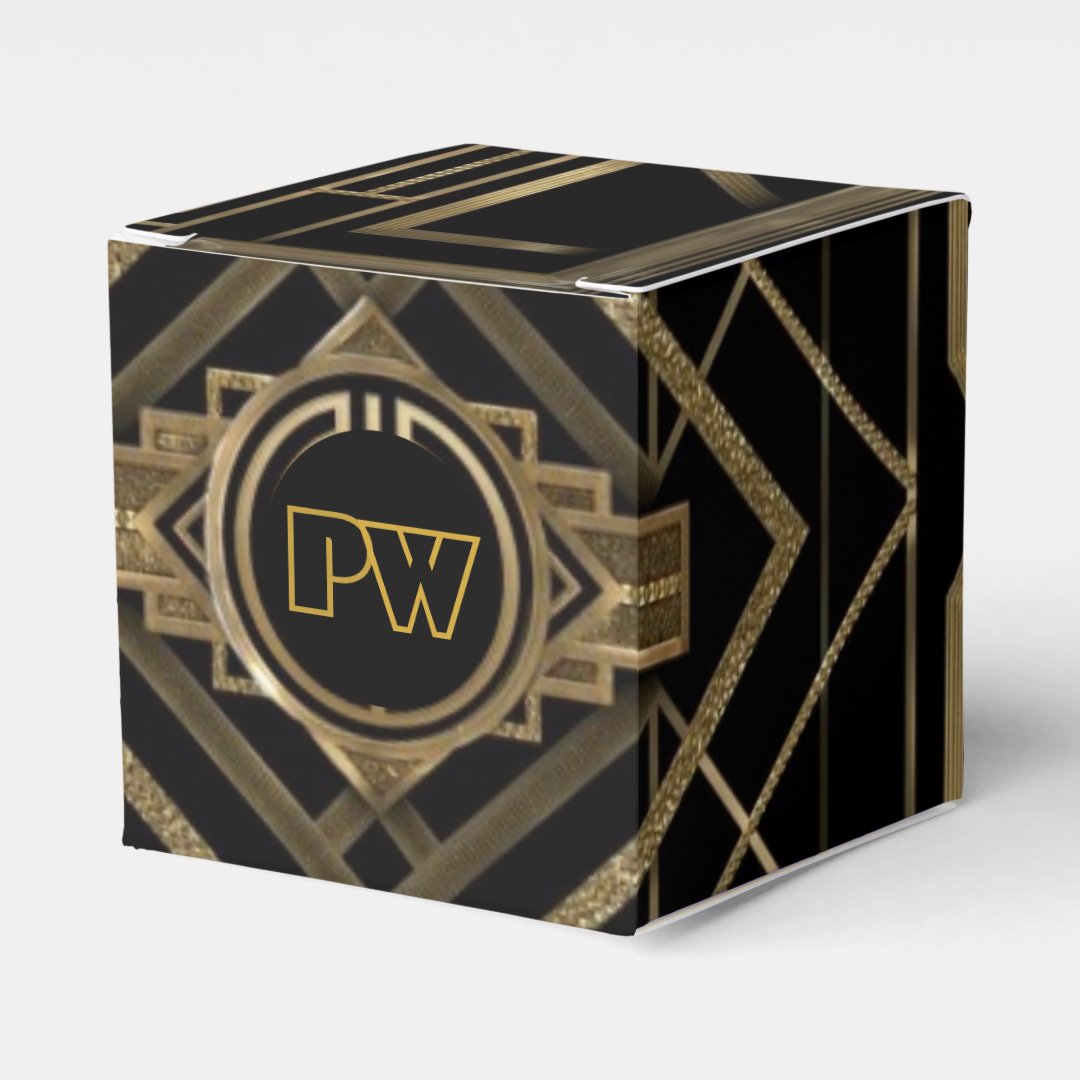 Art Deco Gatsby Monogram Design Favor Boxes | Zazzle