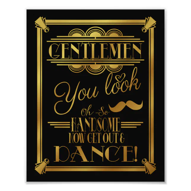 art deco, GENTLEMEN Bathroom sign, wedding sign | Zazzle