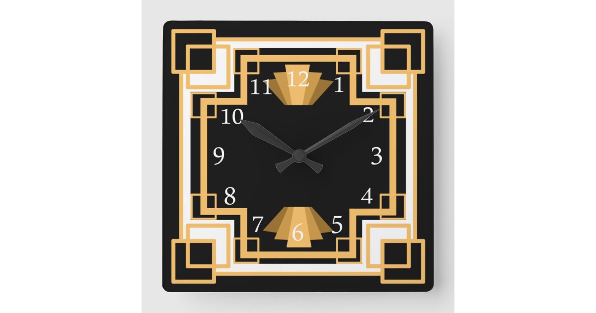 Art Deco Geometric Pattern Custom Square Wall Clock | Zazzle