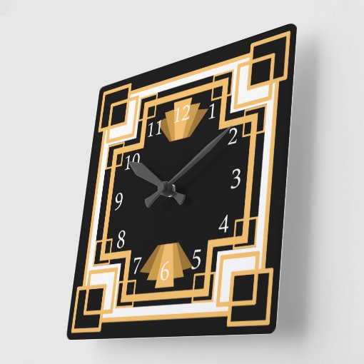 Art Deco Geometric Pattern Custom Square Wall Clock | Zazzle