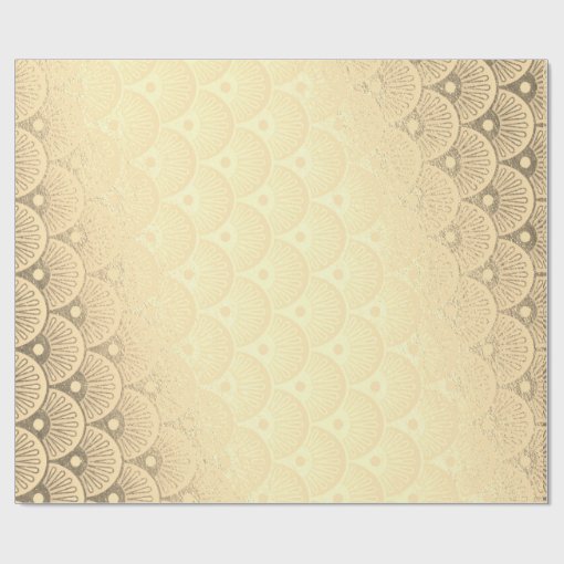 Art Deco Geometric Seashells Gold Foxier Wrapping Paper | Zazzle