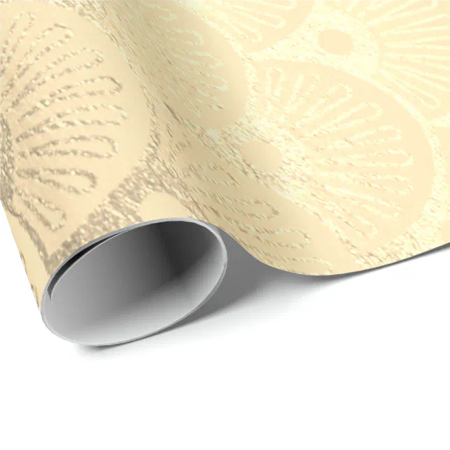 Art Deco Geometric Seashells Gold Foxier Wrapping Paper | Zazzle