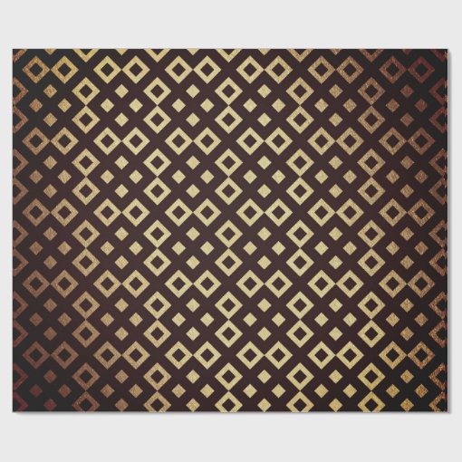 Art Deco Geometric Squares Golden Maroon Vip Wrapping Paper | Zazzle