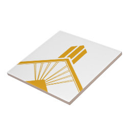 Art Deco Gold Mustard Yellow Geometric Border Ceramic Tile | Zazzle