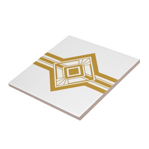 Art Deco Gold Mustard Yellow Geometric Border Ceramic Tile | Zazzle