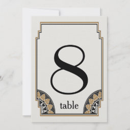 Art Deco Gold Posh Table Number 8 | Zazzle