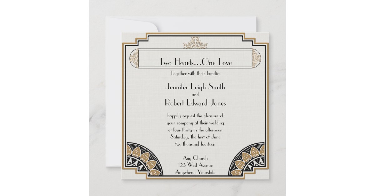 Art Deco Gold Posh Wedding Invitation | Zazzle