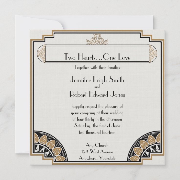 Art Deco Gold Posh Wedding Invitation | Zazzle