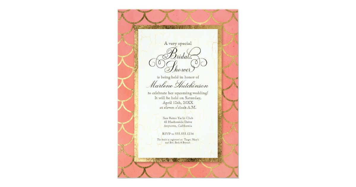 Art Deco Gold Scalloped Shell Bridal Shower Party Invitation | Zazzle.com