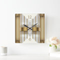 Art Deco gold Square Wall Clock | Zazzle