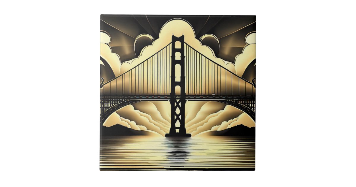 Art Deco Golden Gate Bridge Ceramic Tile | Zazzle