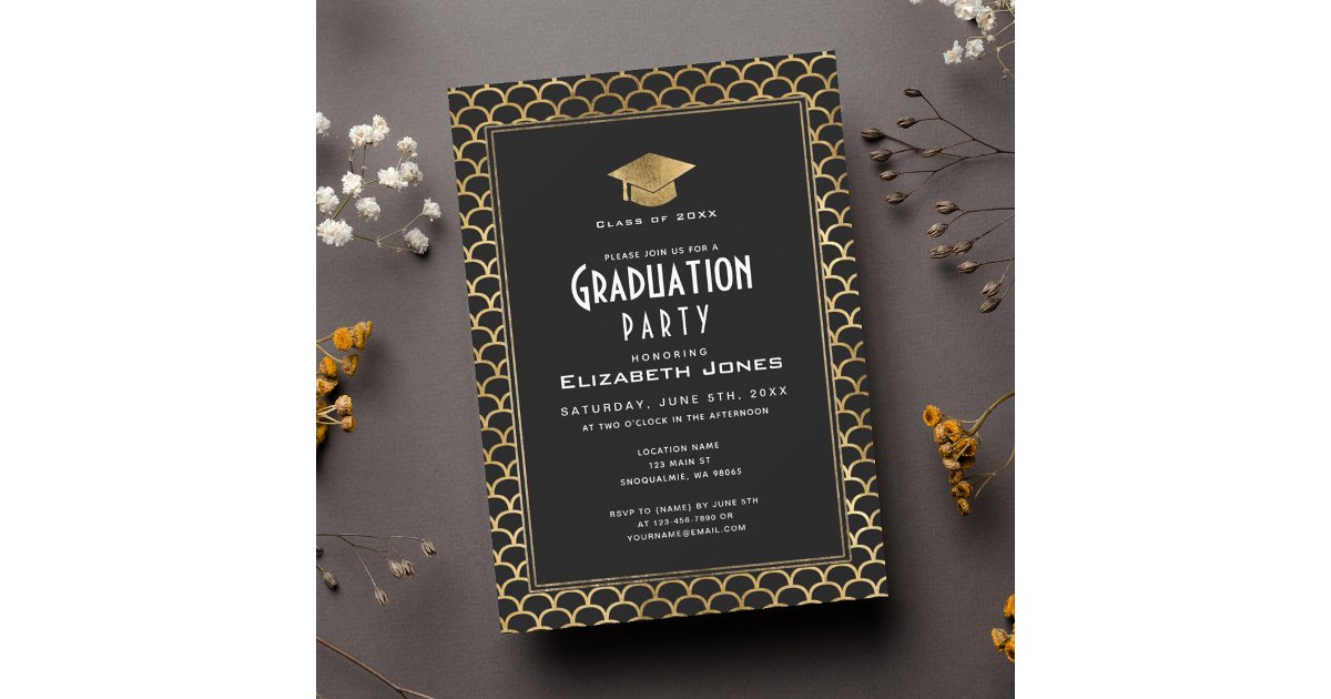 Art Deco Graduation Party Invitation | Zazzle