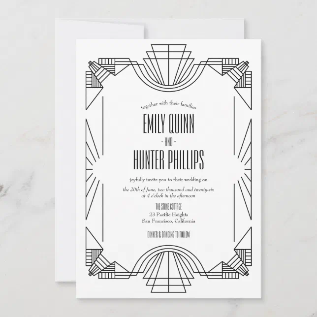 Art Deco Great Gatsby 1920's Wedding Invitation | Zazzle