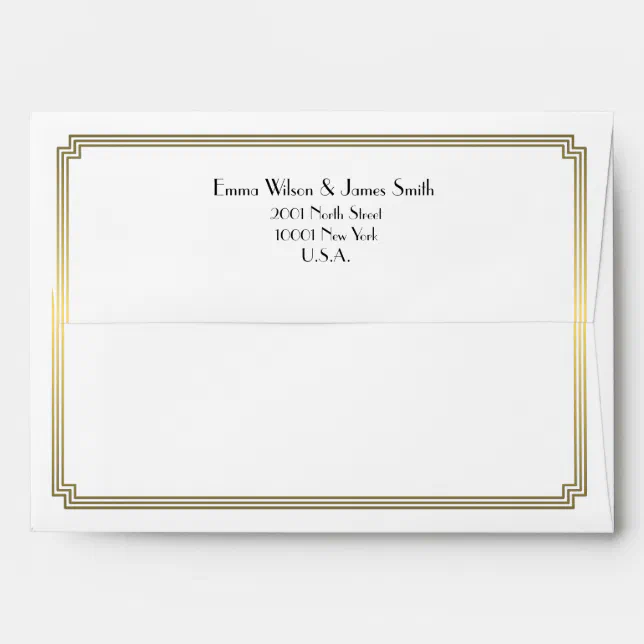 Art Deco Great Gatsby Gold Wedding Envelopes A7 | Zazzle