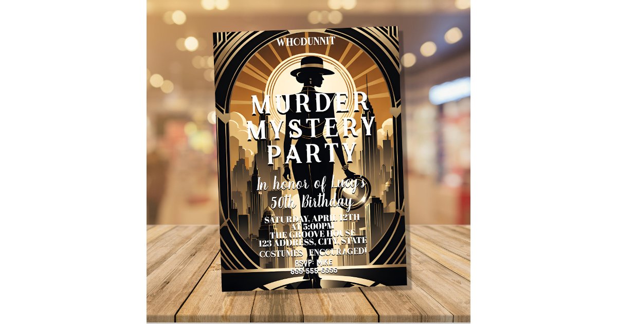 art deco great Gatsby whodunit murder mystery Invitation | Zazzle