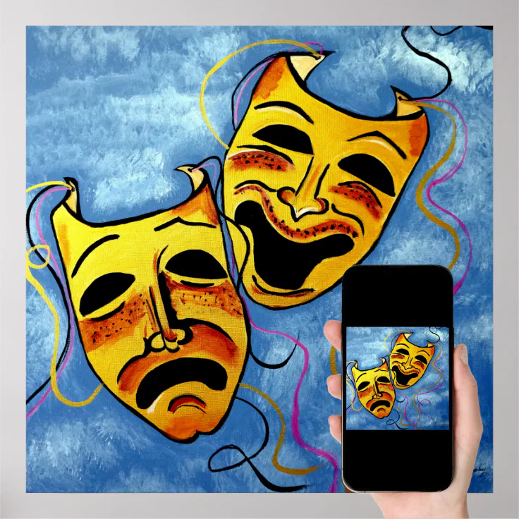 ART DECO HAPPY AND SAD POSTER | Zazzle