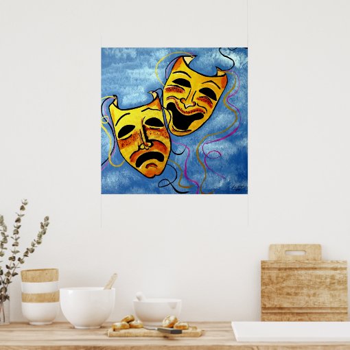 ART DECO HAPPY AND SAD POSTER | Zazzle