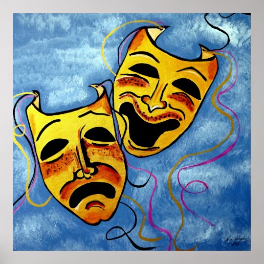 ART DECO HAPPY AND SAD POSTER | Zazzle.com