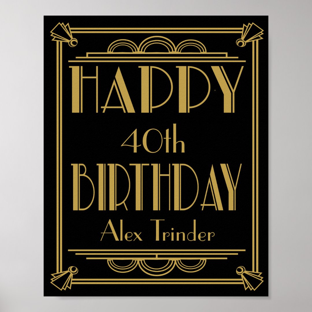 ART Deco Happy Birthday Print Roaring 20's Party | Zazzle