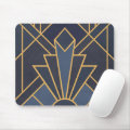 Art Deco inspiration in blue and gold Mouse Pad | Zazzle